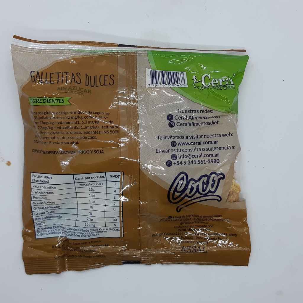 Ceral Galletitas dulces Coco – Quiero Natural